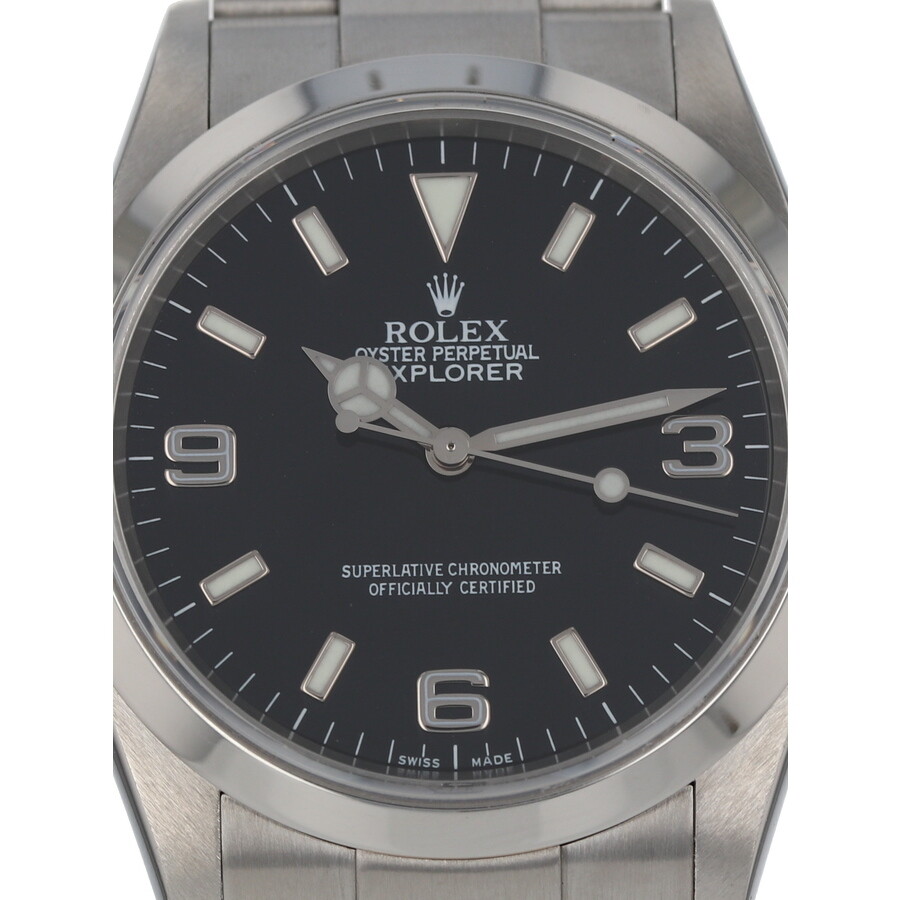 Rolex Pre-owned Rolex Explorer Black Dial Stainless Steel Oyster ...