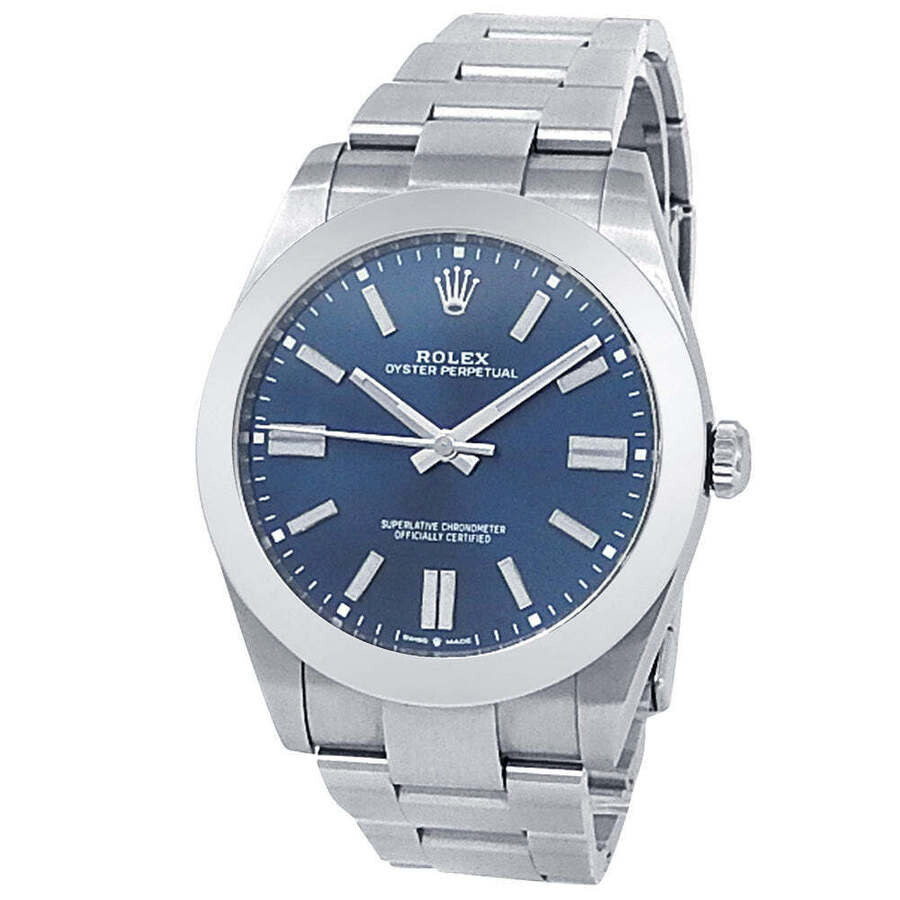 Rolex Pre-owned Rolex Oyster Perpetual Automatic Chronometer Blue Dial Men's Watch 124300 BLSO ...