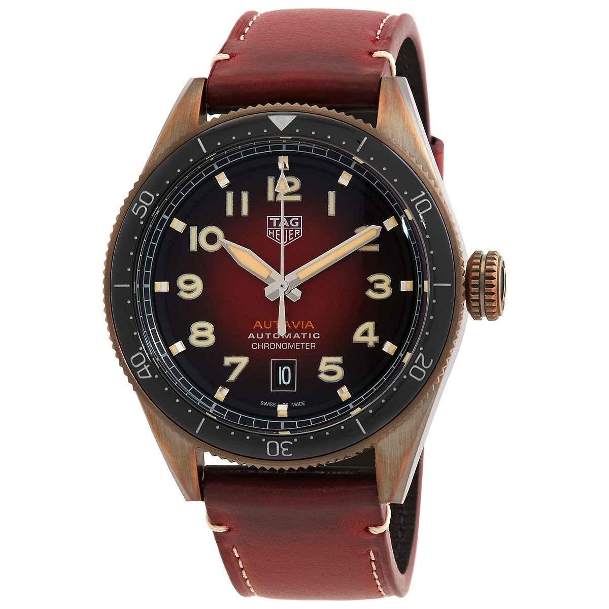 Tag Heuer Pre-owned Tag Heuer Autavia Automatic Red Dial Men's Watch ...