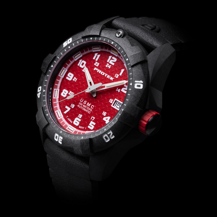 Protek Dive Usmc 1210 Automatic Red Dial Men's Watch PT1212 ...