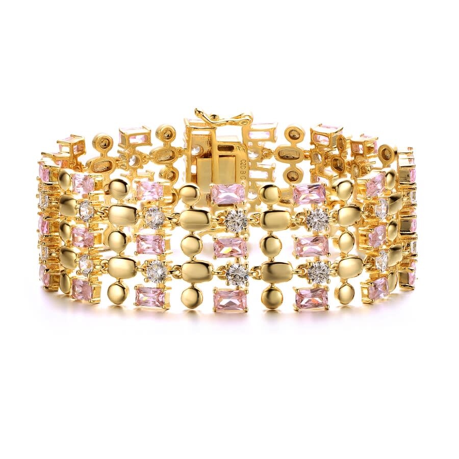 Rachel Glauber 14k Yellow Gold Plated Pink Morganite & Cubic Zirconia ...