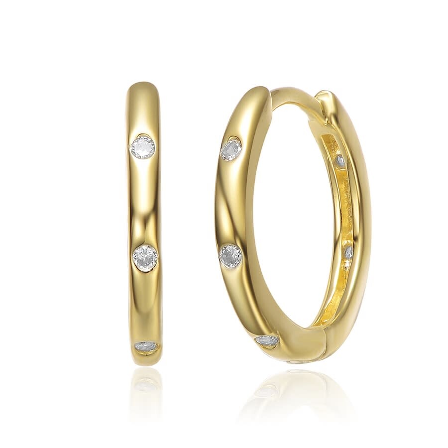 Rachel Glauber Baby/Kids 14k Yellow Gold Plated with Cubic Zirconia Hoop Earrings C82582-GP ...