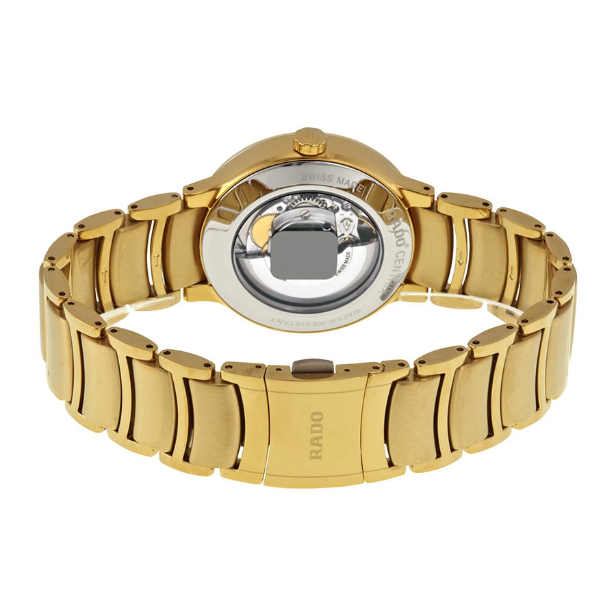 Rado Centrix Automatic Black Dial Yellow Gold-Plated Stainless Steel ...