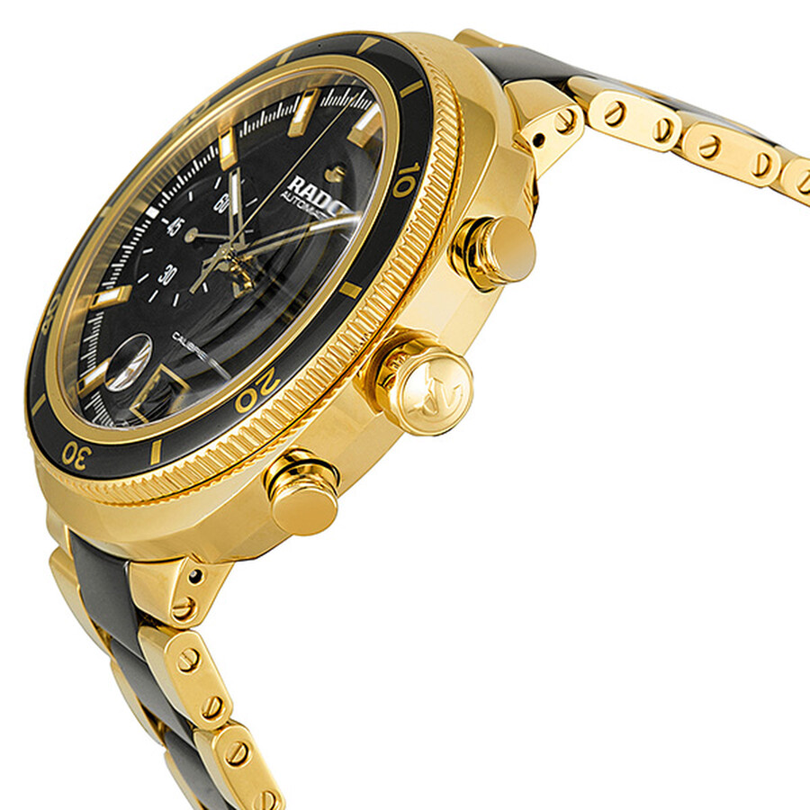 Rado D Star Chronograph Automatic Yellow Gold PVD and Black Ceramic Men ...