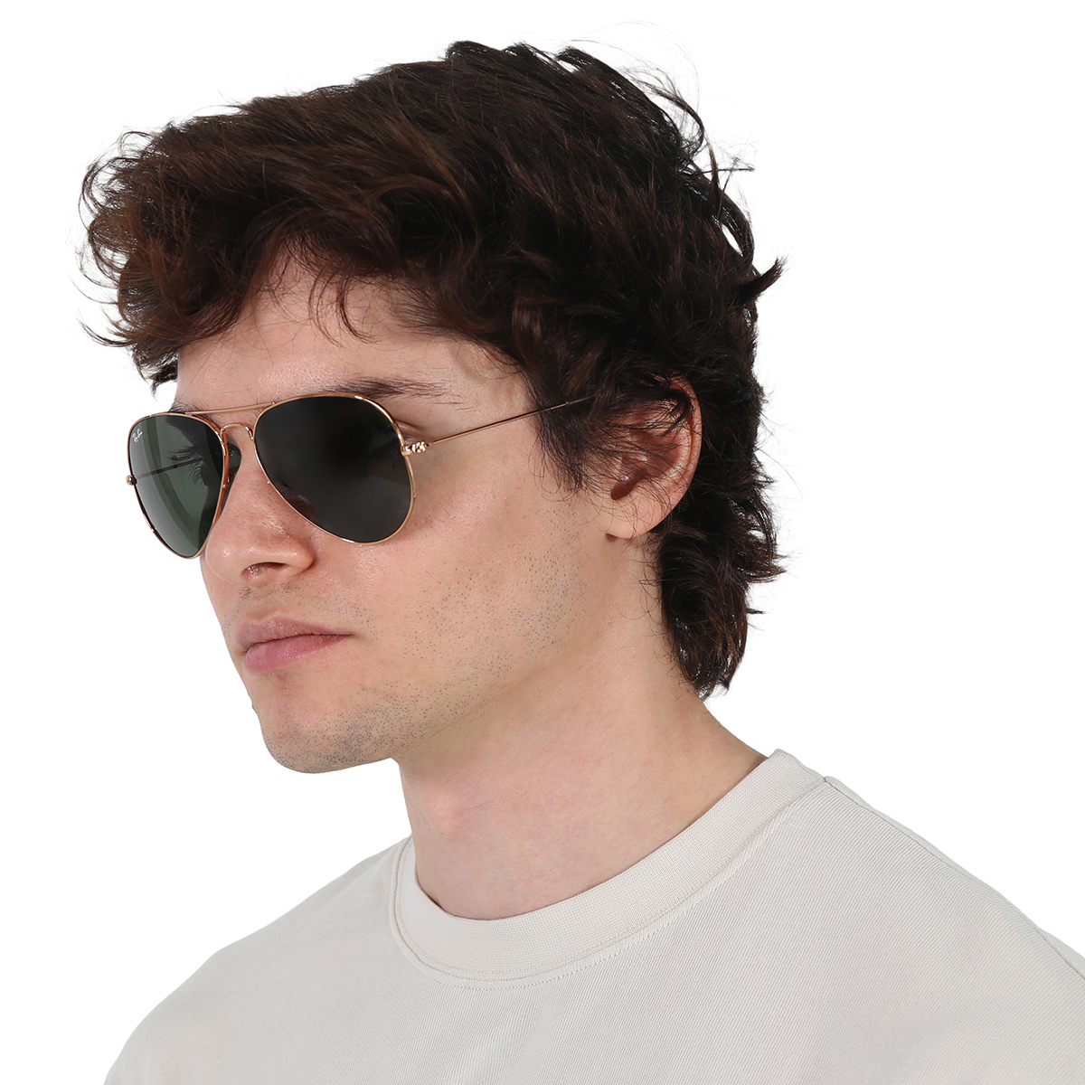 Ray-Ban Aviator Rose Gold Green Pilot Unisex Sunglasses RB3025 920231 ...