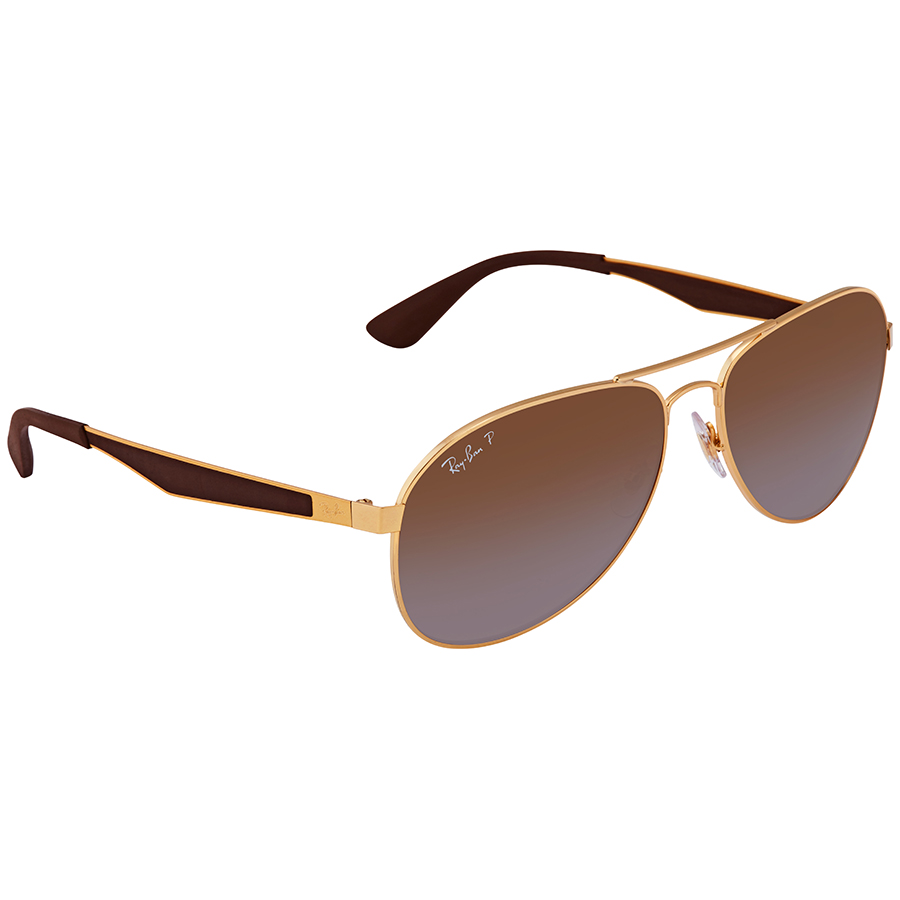 Ray-Ban Brown Gradient Aviator Unisex Sunglasses RB3549 001/T5 61 ...