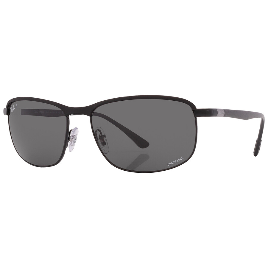 Ray-Ban Chromance Polarized Dark Gray Rectangular Unisex Sunglasses ...