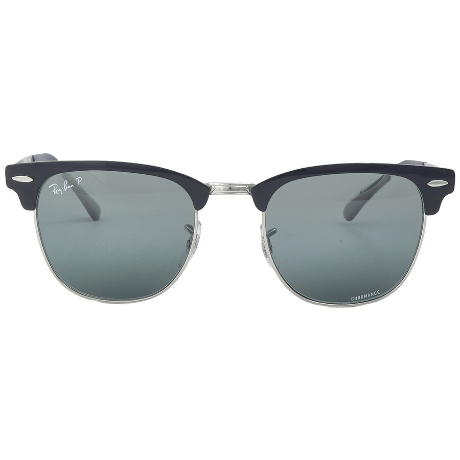 Ray-Ban Clubmaster Metal Chromance Polarized Silver/Blue Square Unisex ...
