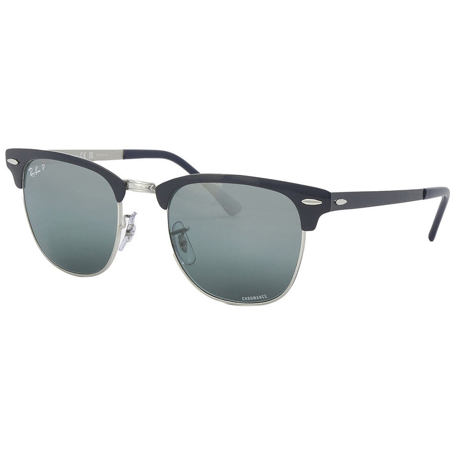 Ray-Ban Clubmaster Metal Chromance Polarized Silver/Blue Square Unisex ...