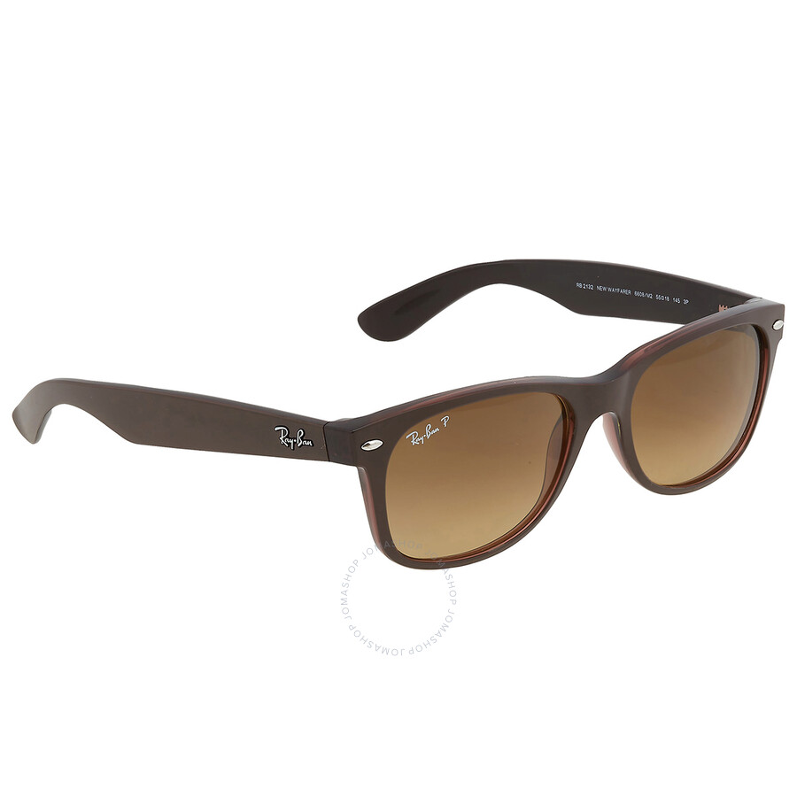 Ray-Ban New Wayfarer Classic Gradient Brown Polarized Rectangular ...