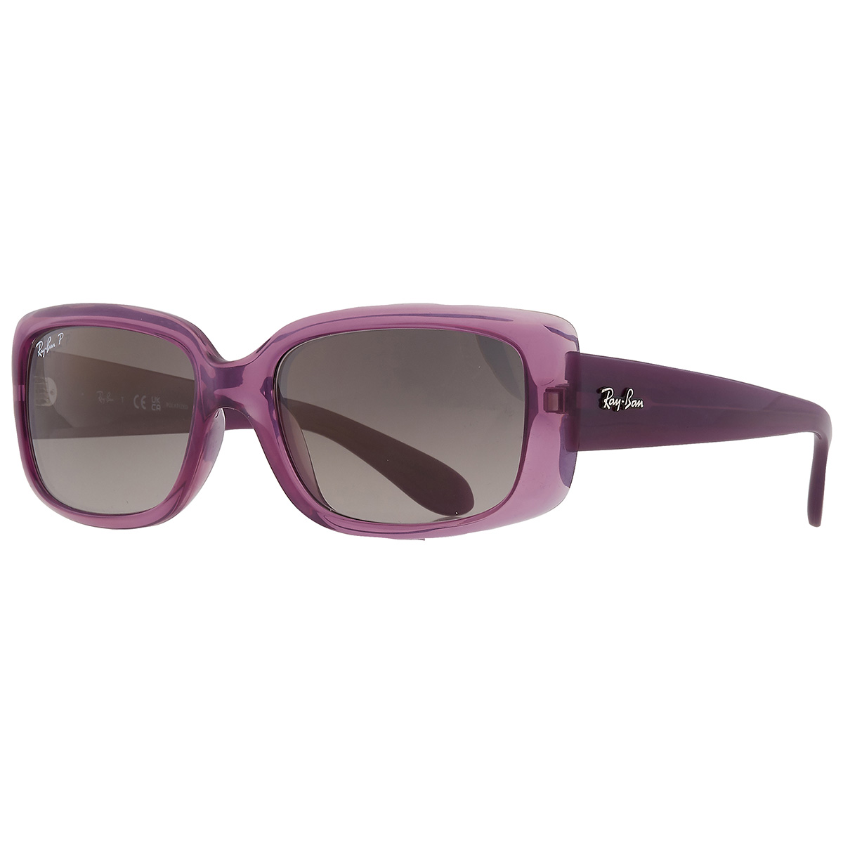 Ray-Ban Gray Gradient Polarized Square Ladies Sunglasses RB4389-6443M3 ...