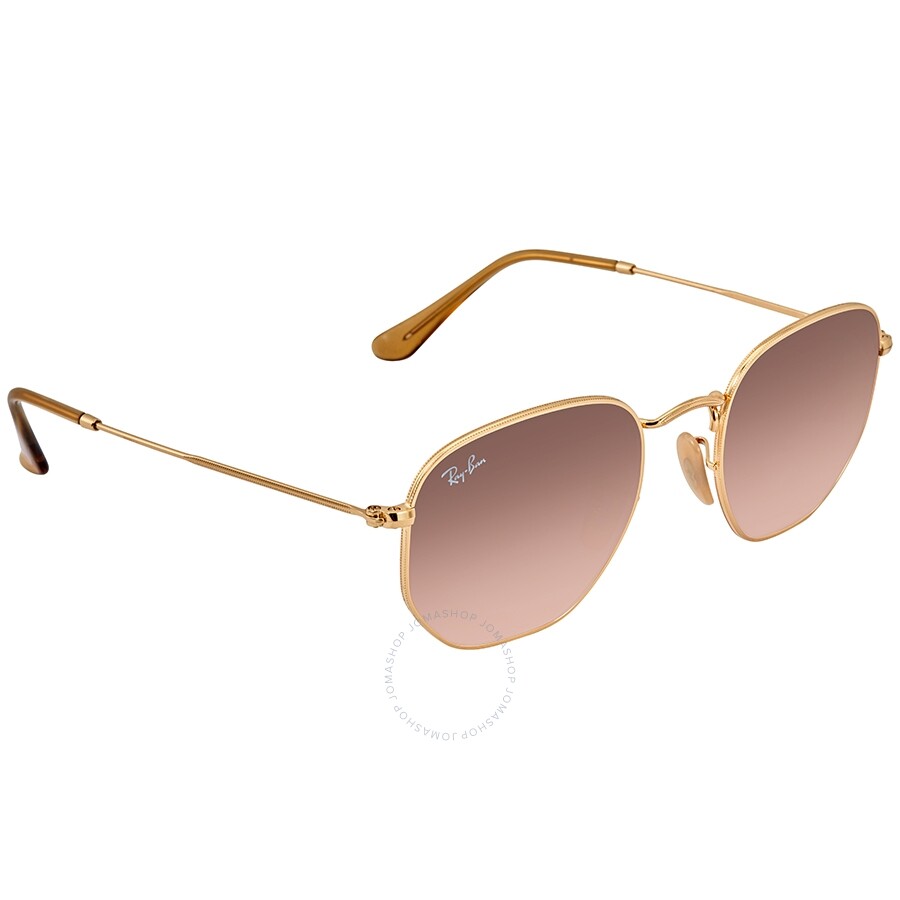 Ray-Ban Hexagonal Flat Lenses Brown Gradient Aviator Sunglasses RB3548N ...
