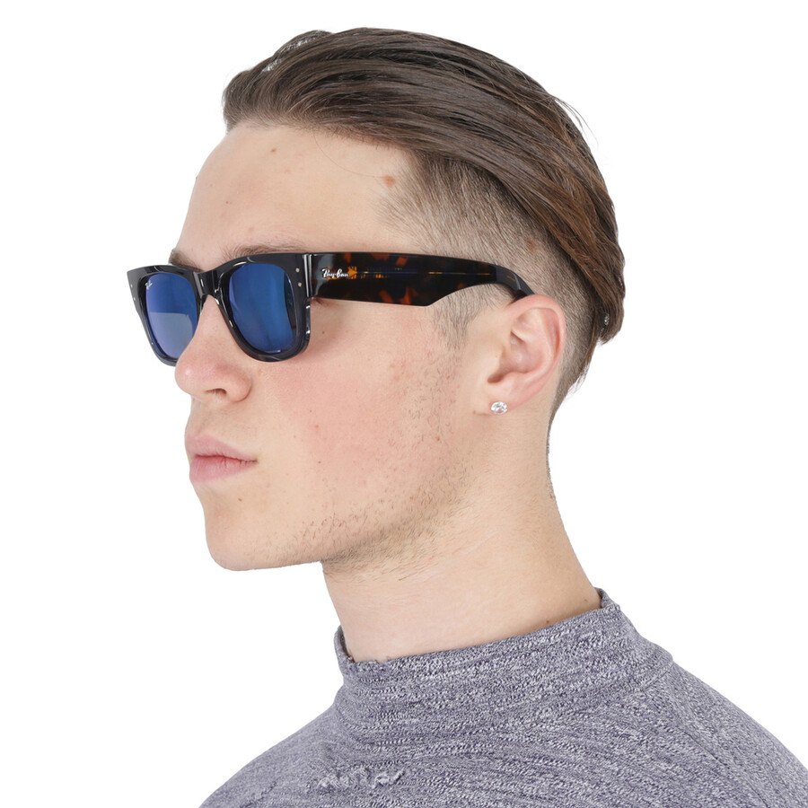 Ray-Ban Mega Wayfarer Blue Mirror Square Unisex Sunglasses RB0840S ...