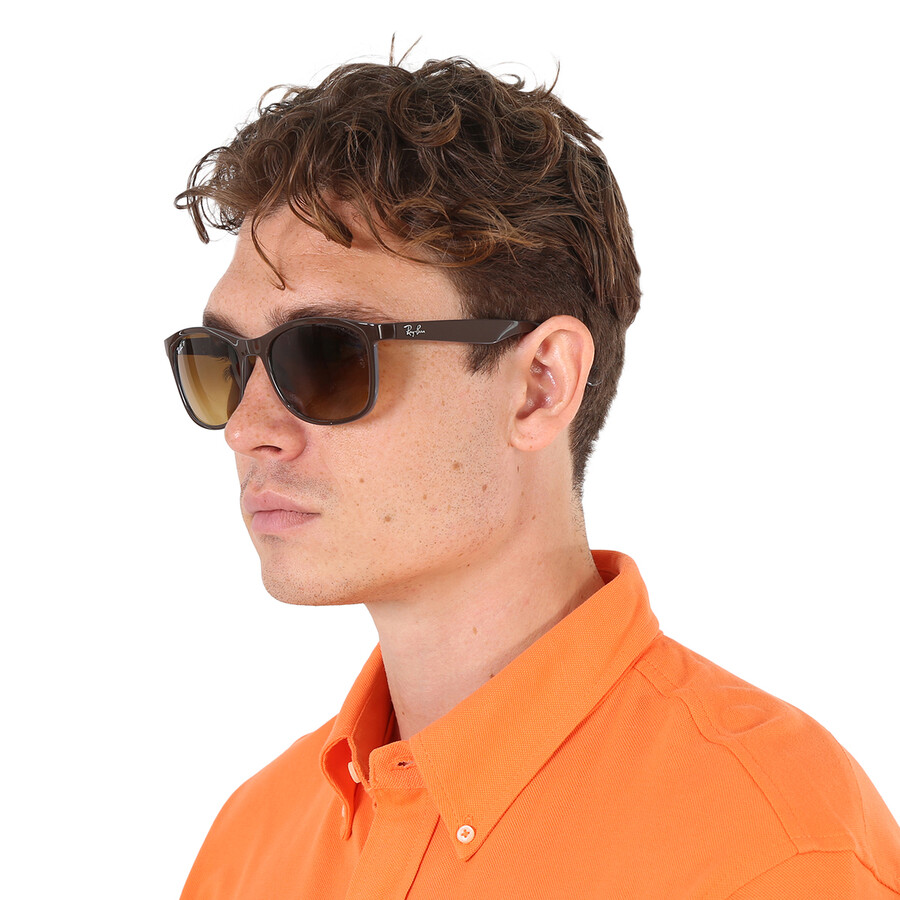 Ray-Ban Polarized Brown Gradient Square Unisex Sunglasses RB4374 6600M2 ...