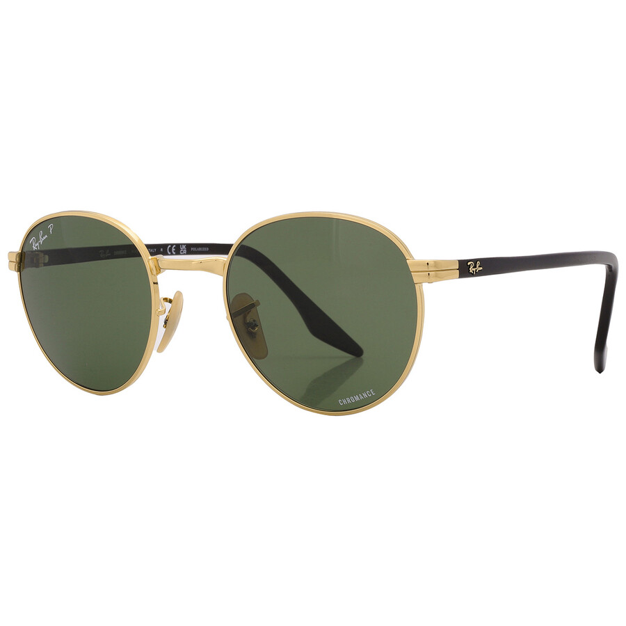 Ray-Ban Polarized Dark Green Round Unisex Sunglasses RB3691 001/P1 48 ...