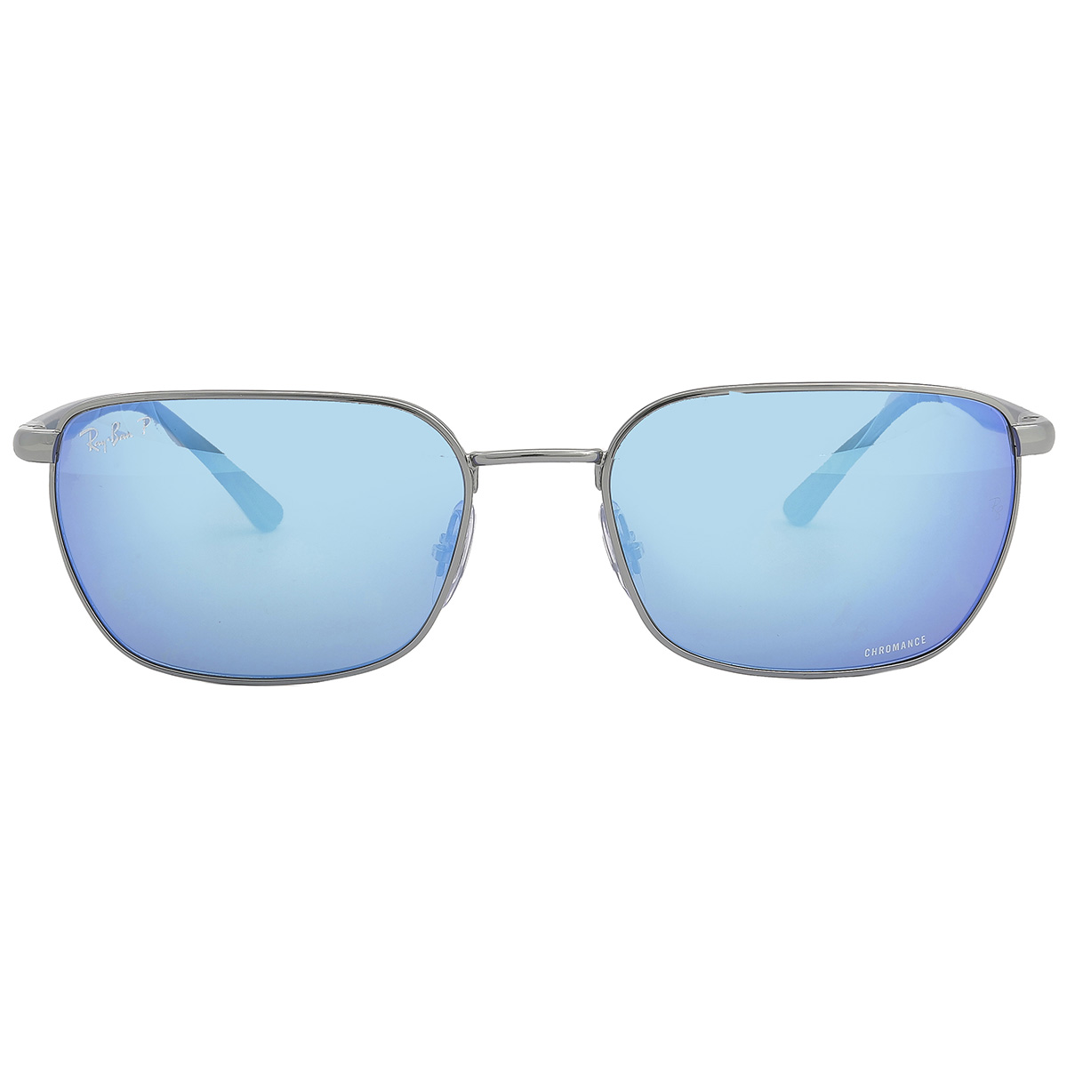 Ray-Ban Polarized Gray Mirrored Blue Rectangular Unisex Sunglasses ...