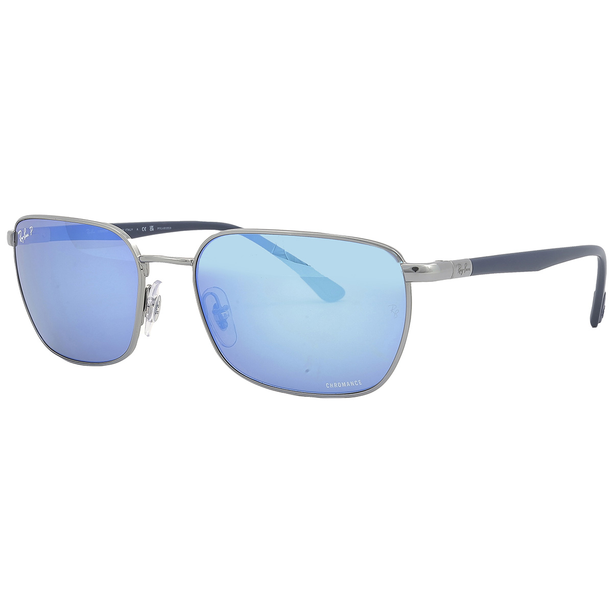 Ray-Ban Polarized Gray Mirrored Blue Rectangular Unisex Sunglasses ...