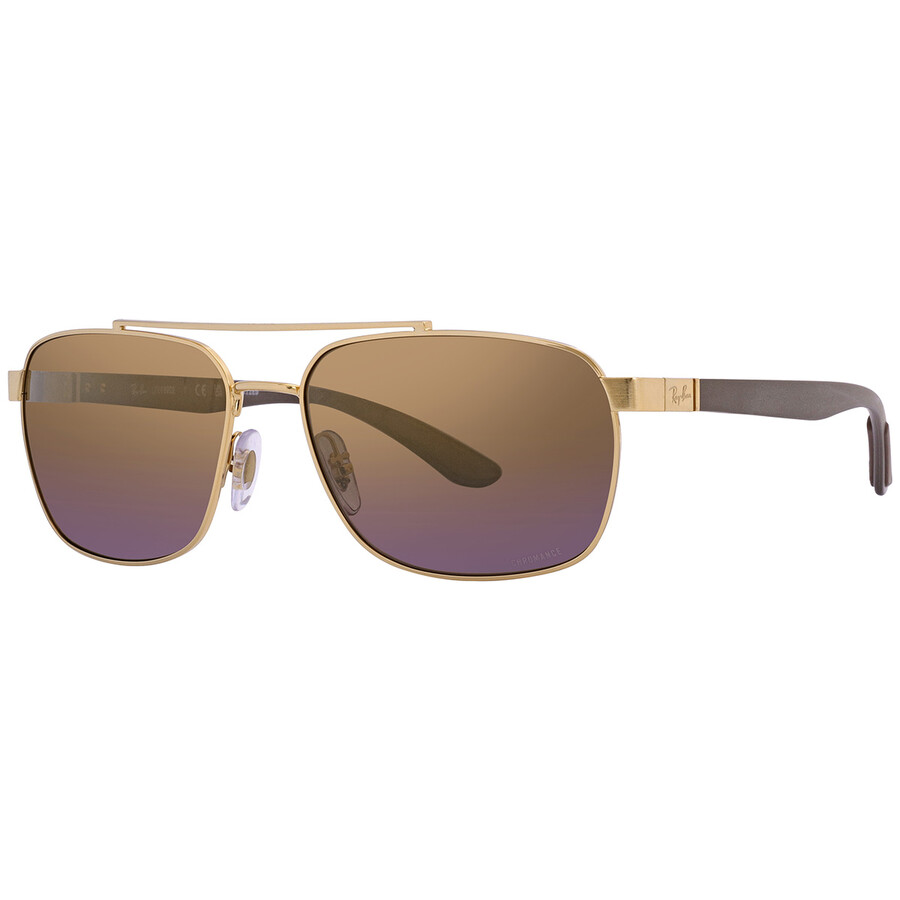 Ray-Ban Polarized Purple Mirrored Gold Gradient Rectangular Men's ...