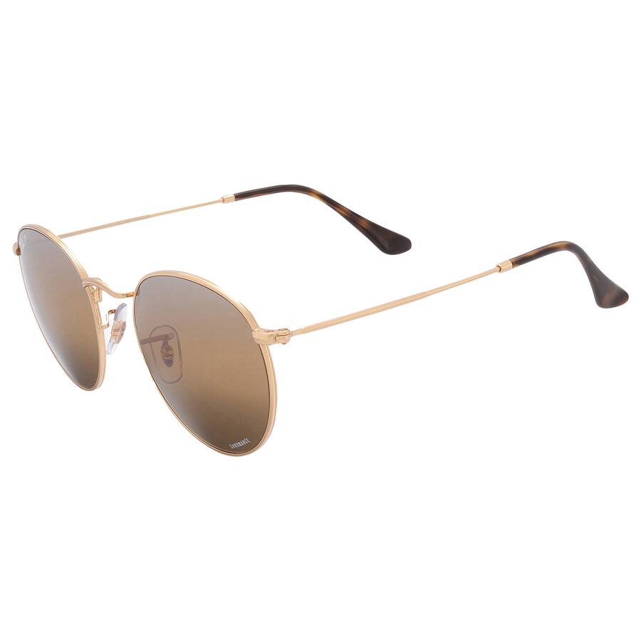 Ray-Ban Round Metal Chromance Silver Brown Men's Sunglasses RB3447 001 ...