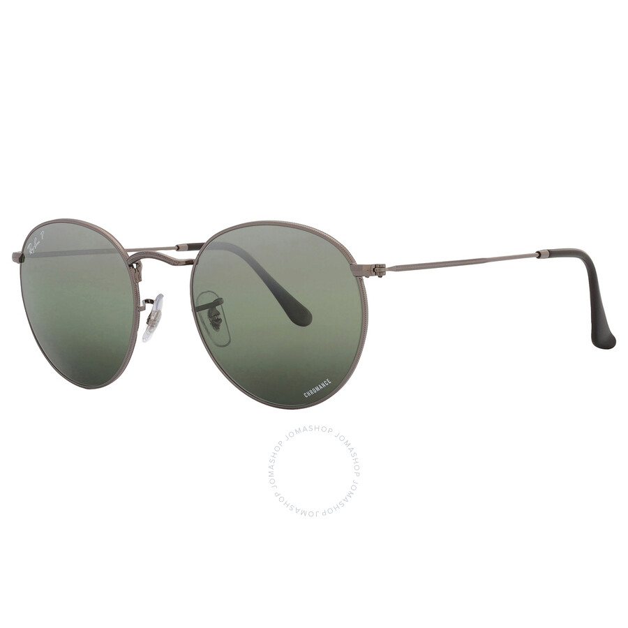 Ray-Ban Round Metal Chromance Silver/Green Men's Sunglasses RB3447 004 ...