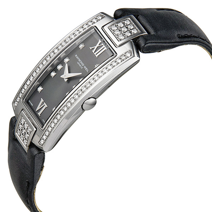 Raymond Weil Shine Diamond Grey Dial Stainless Steel Black Satin Ladies ...