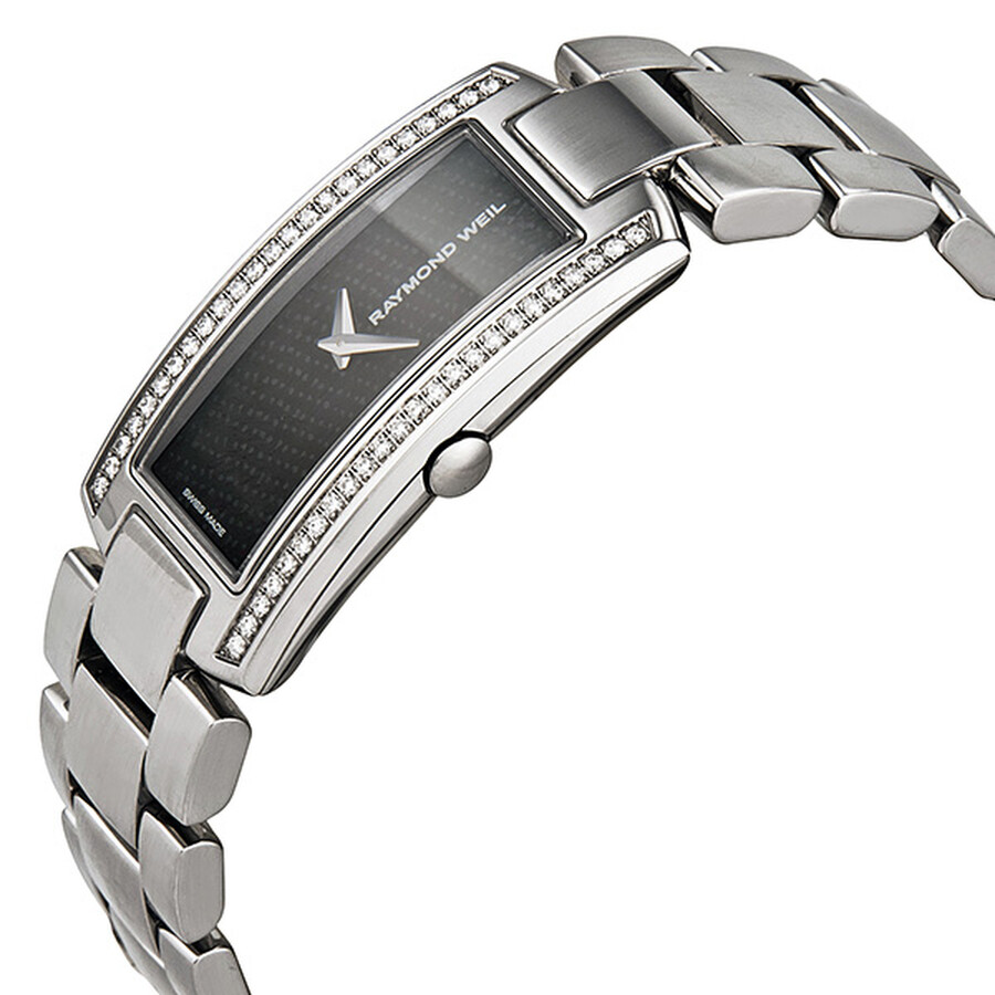 Raymond Weil Shine Diamonds Black Dial Stainless Steel Ladies Watch ...