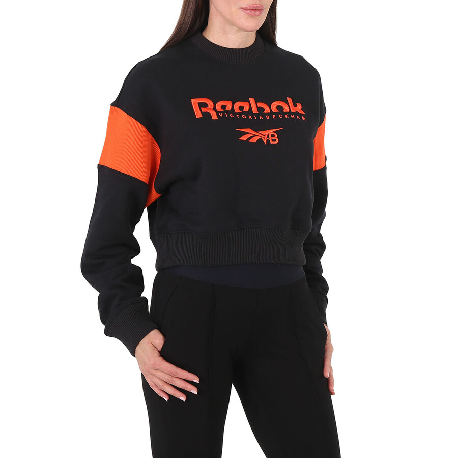 Reebok Colorblock Graphic Logo Sweatshirt, Size Medium HG4807-BLACK ...