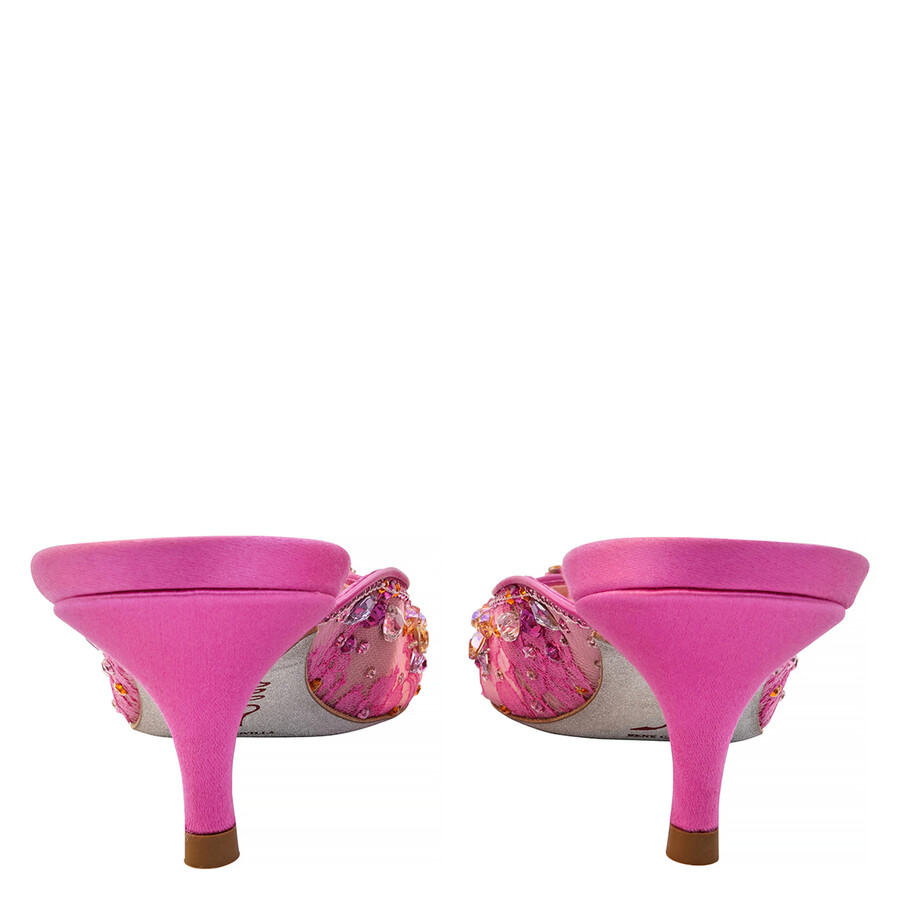 Rene Caovilla Ladies Hina 50 Crystal Fuchsia Mules, Brand Size 35 ( US ...