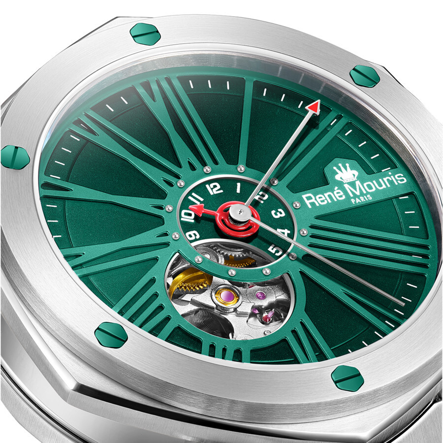 Rene Mouris Mythique Le Monde Automatic Green Dial Men's Watch 70109RM4 ...