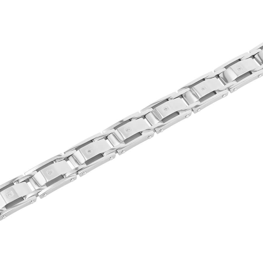 Robert Alton 1/20CTW Diamond Stainless Steel Sloped Men's Link Bracelet ...