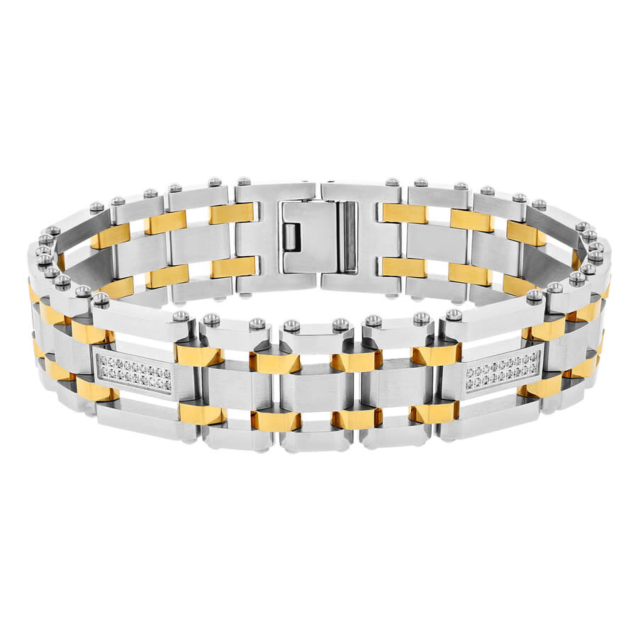 Robert Alton 1/4CTW Diamond Stainless Steel With Yellow Finish Men's ...