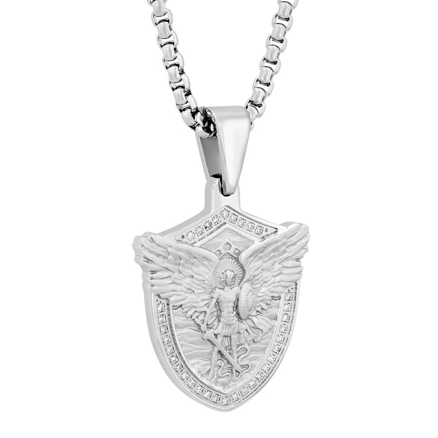 Robert Alton 1/5CTW Diamond Stainless Steel St. Michael Pendant TS18416 ...