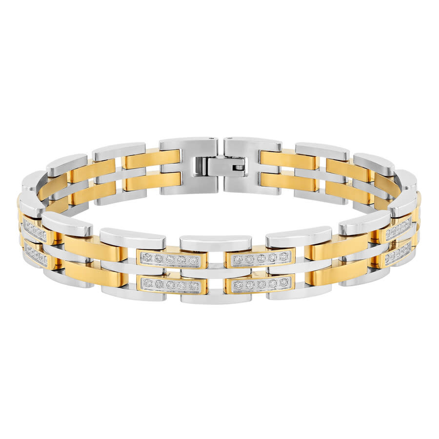 Robert Alton 1CTW Diamond Stainless Steel with Yellow Finish Men's Link ...