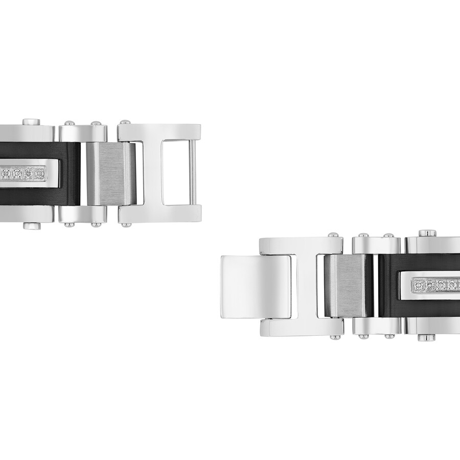 Robert Alton 3/8CTW Diamond Stainless Steel Black and White Men's Link ...