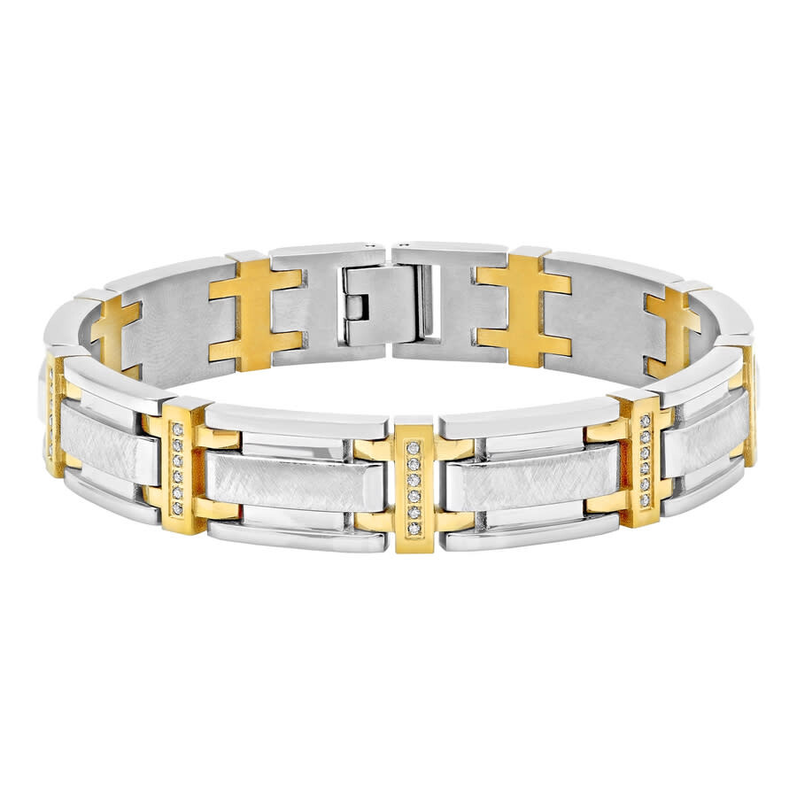 Robert Alton 3/8CTW Diamond Stainless Steel With Yellow Finish Men's ...