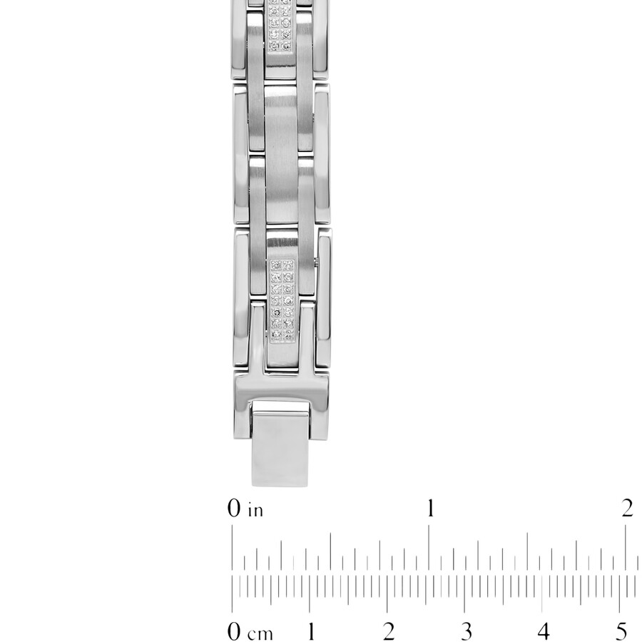 Robert Alton .42CTW Diamond Stainless Steel Rail Road Men's Link Bracelet TS13103 195091026722 ...