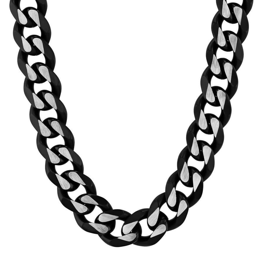 Robert Alton Stainless Steel Black & White Beveled Curb Link Chain ...