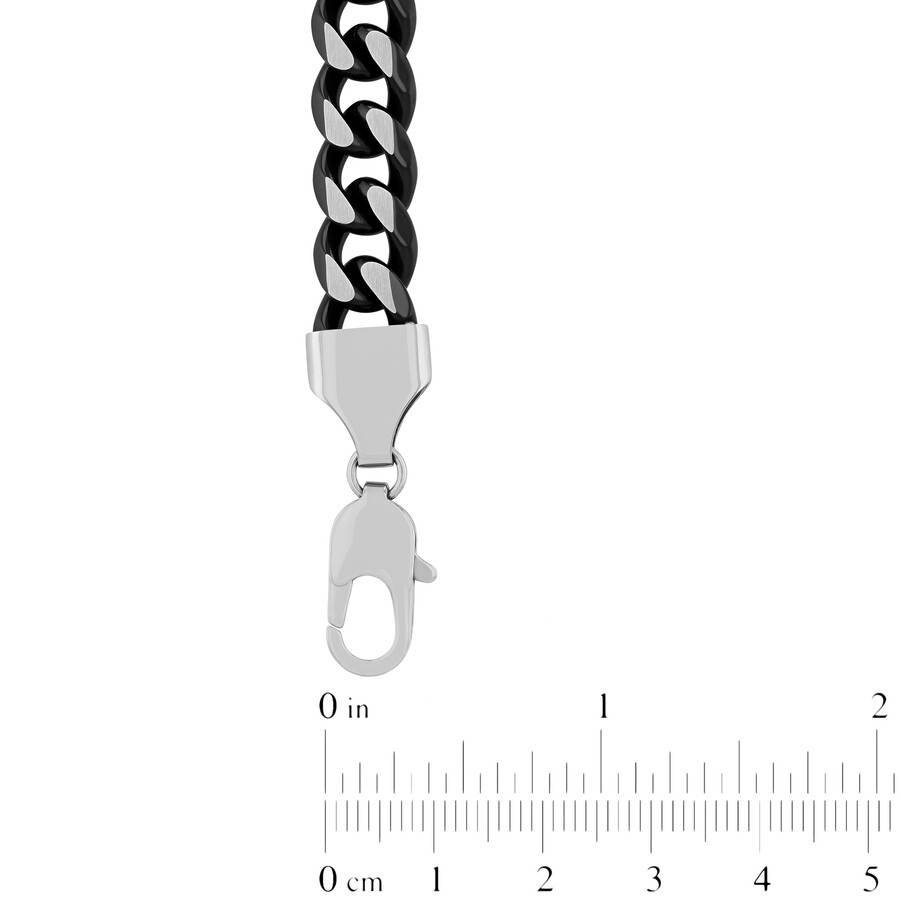 Robert Alton Stainless Steel Black & White Beveled Curb Link Chain ...