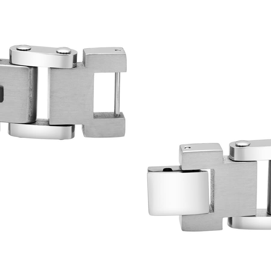 Robert Alton Stainless Steel Black & White Dash Men’s Link Bracelet ...