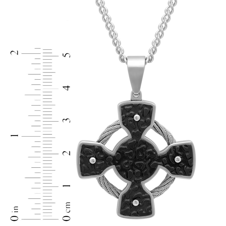 Robert Alton Stainless Steel Black & White Iron Cross Pendant TS11689 ...