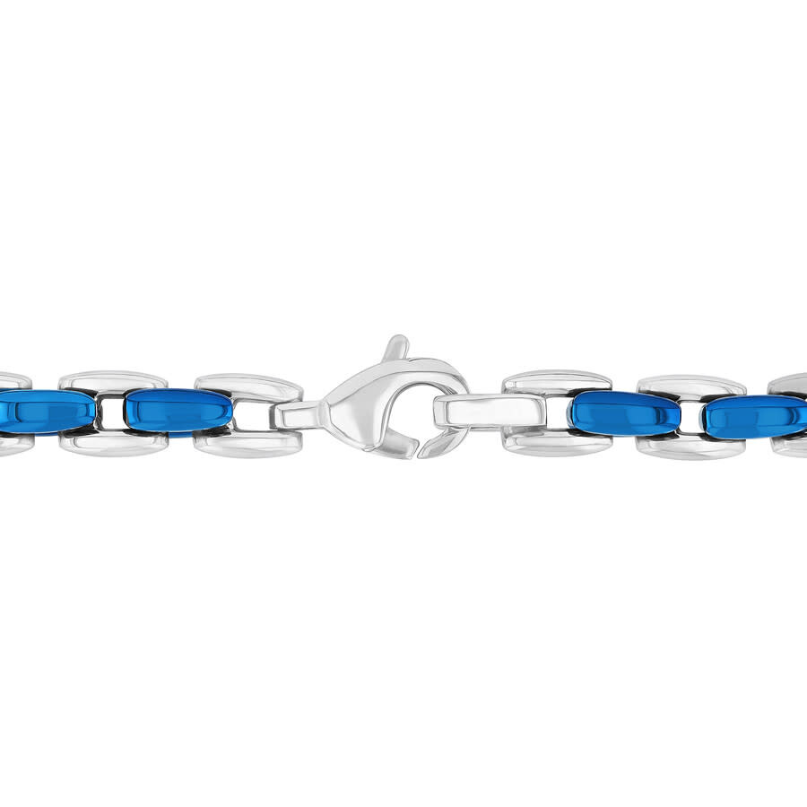 Robert Alton Stainless Steel with White & Blue Finish Link Chain ...