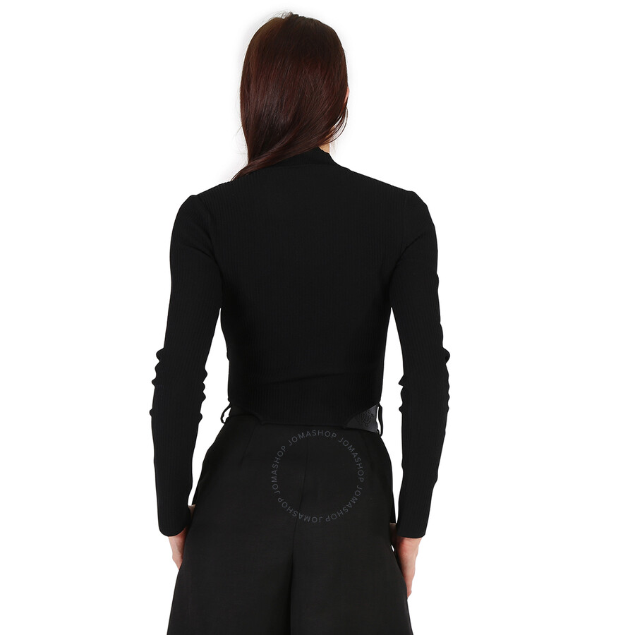 Roberto Cavalli Black Knit Cut Out Button Detailed Crew Neck Top, Brand ...