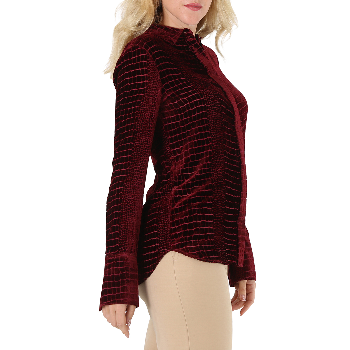 Roberto Cavalli Crocodile Devore Velvet Shirt, Brand Size 40 (US Size 6 ...