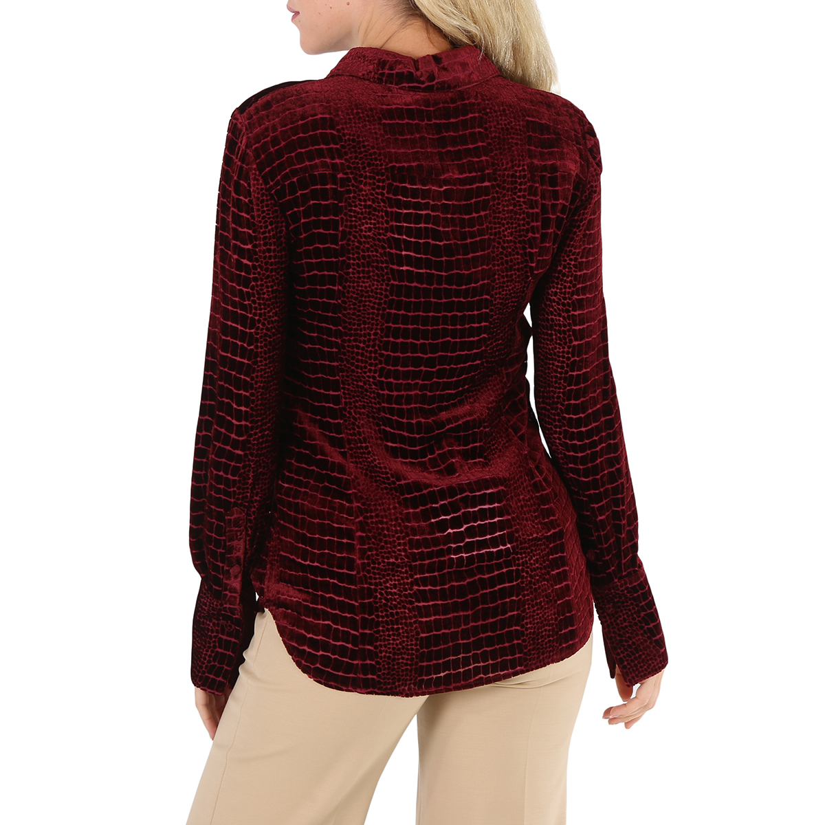 Roberto Cavalli Crocodile Devore Velvet Shirt, Brand Size 40 (US Size 6 ...