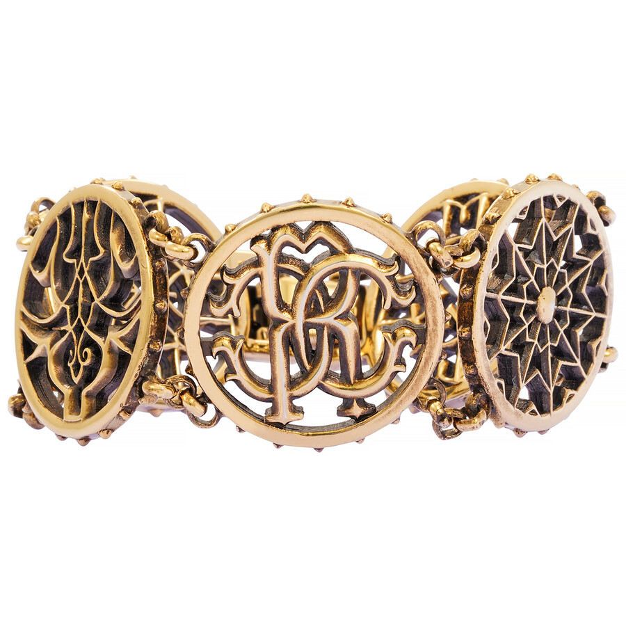 Roberto Cavalli Ladies Antique Gold Tone RC Logo Bracelet, Size Small ...