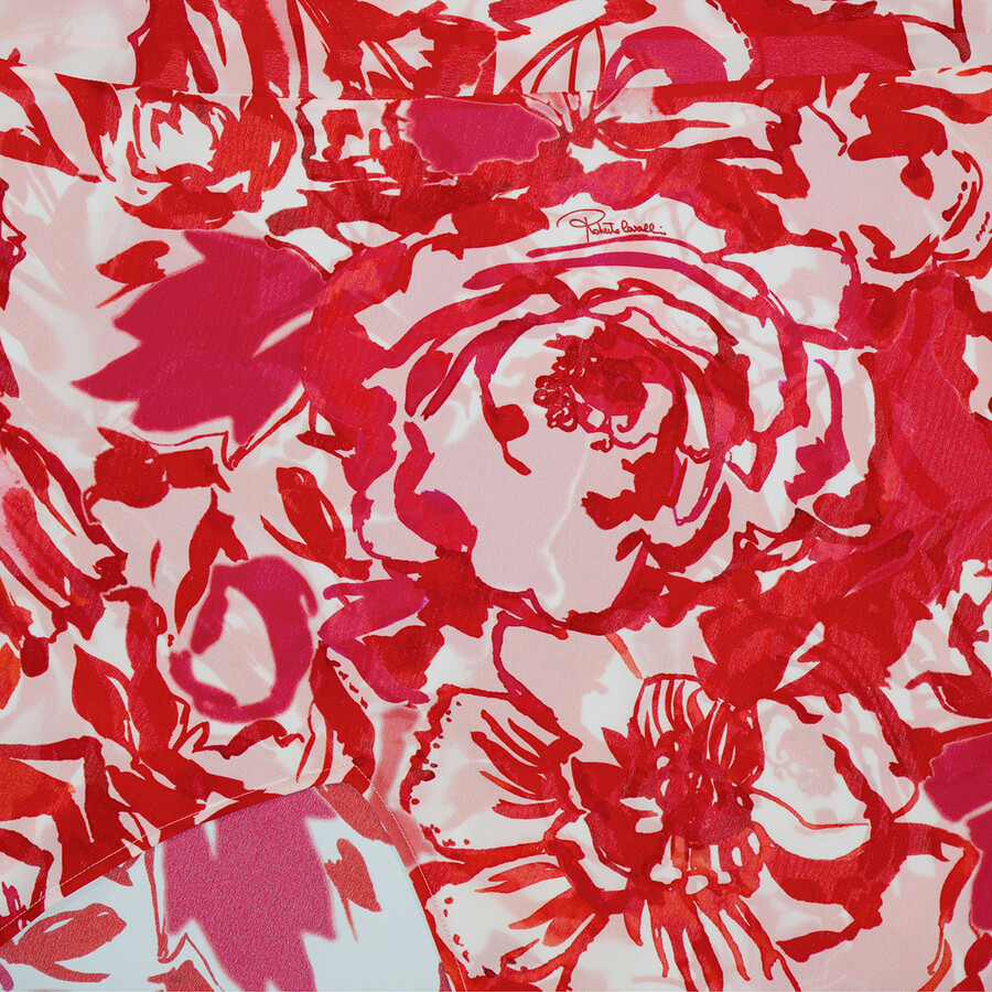 Roberto Cavalli Ladies Rose-Print Silk Top, Brand Size 38 (US Size 4 ...
