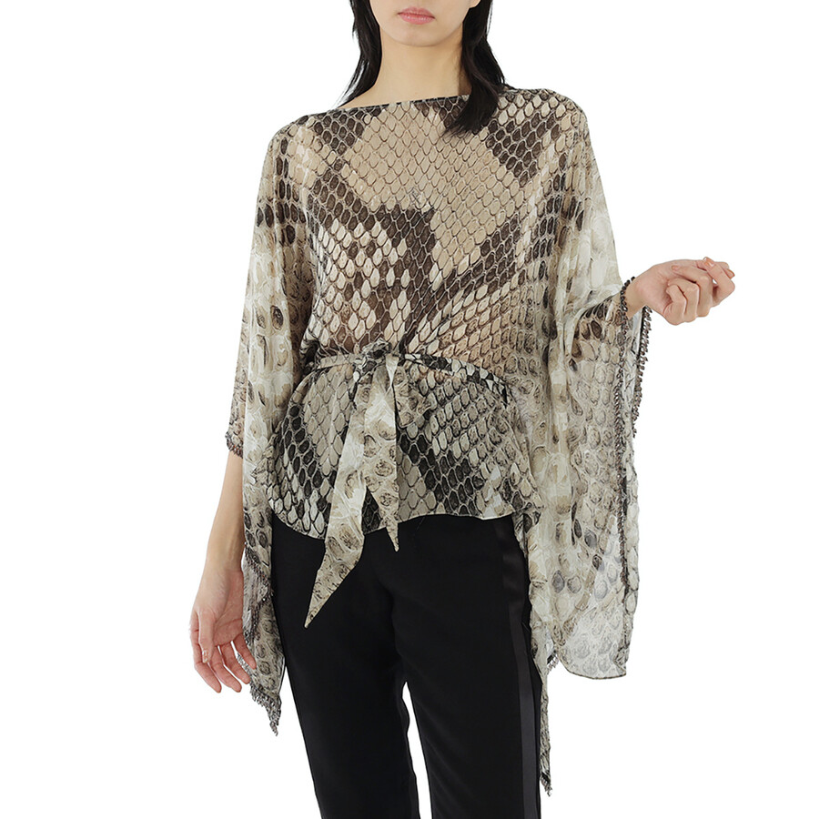 Roberto Cavalli Ladies Taupe Macro Python Print Silk Kaftan, Brand Size ...