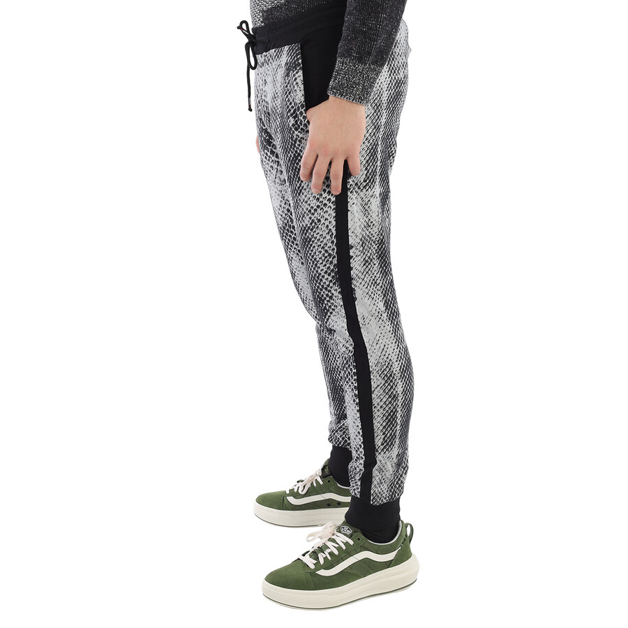 Roberto Cavalli Men's Grey Python-print Cotton Sweatpants, Size Small ...