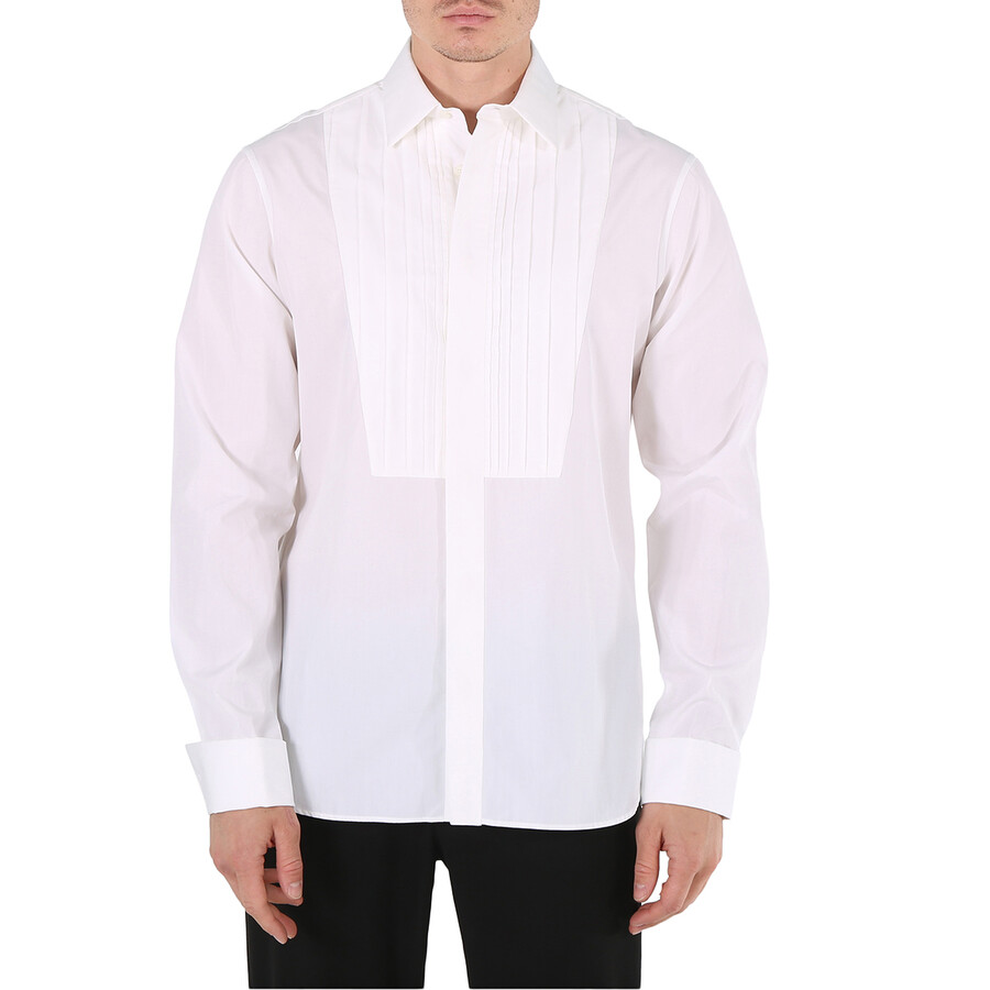 Roberto Cavalli Men's Optic White Cotton Tuxedo Shirt, Brand Size 40 ...