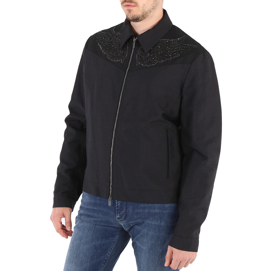 Roberto Cavalli Men's Oxford Wool Mohair Bomber Jacket, Brand Size 54 ...